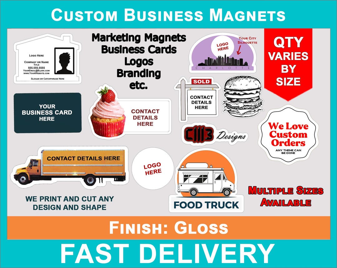Custom Business Magnets Gloss Finish Business Card, Logo, Branding ...
