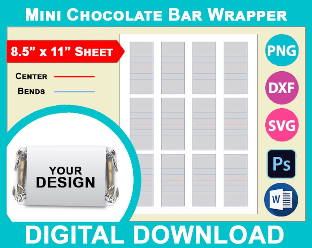 Mini Candy Wrapper Template, Miniatures Chocolate Wrapper Template, Svg ...