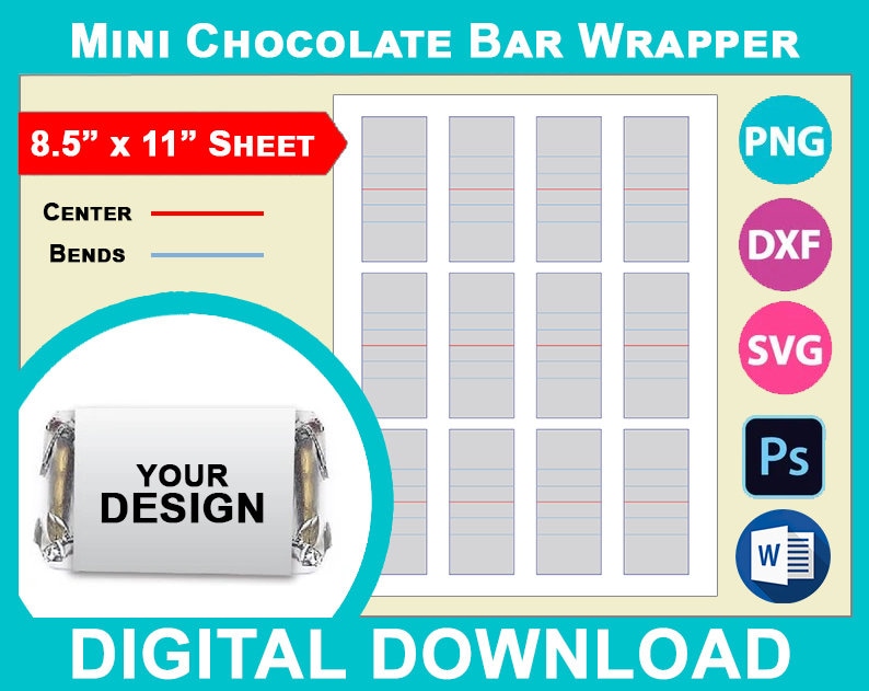 Mini Candy Wrapper Template, Miniatures Chocolate Wrapper Template, Svg ...
