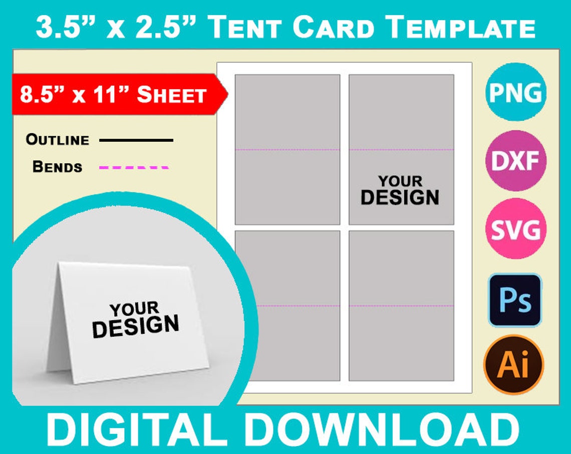 Tent Card Template, Food Label Card, Canva, SVG, DXF, Dwg, Ai, Png, Psd ...