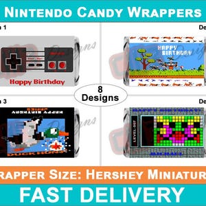 Nintendo Theme Mini Miniatures Candy Bar Wrapper Stickers Controller ...