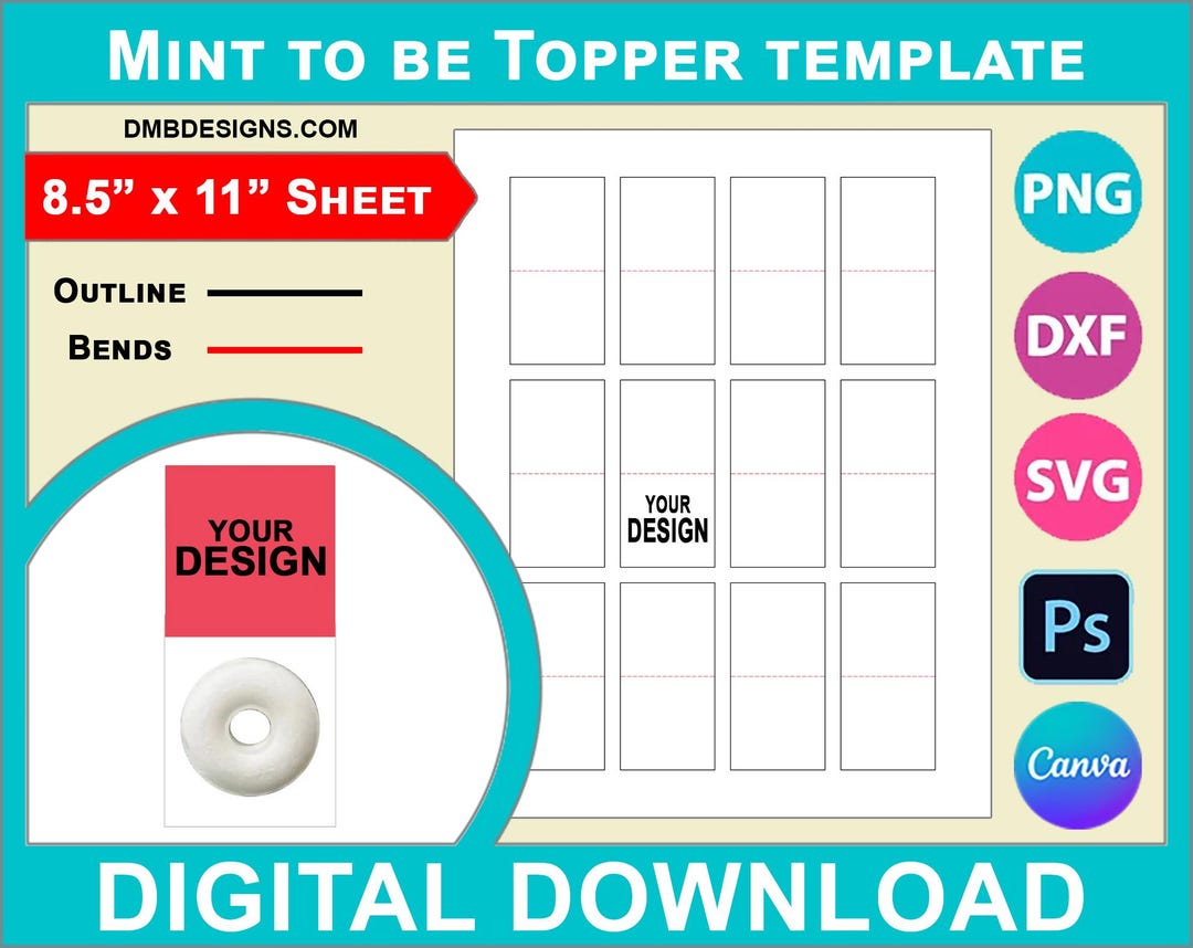 Mint Topper Template, Wedding Mint to Be Party Favor, SVG, DXF, Dwg, Ai ...