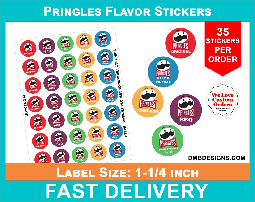 Pringles Flavor Stickers, Personalized Custom Pringle Label Party ...