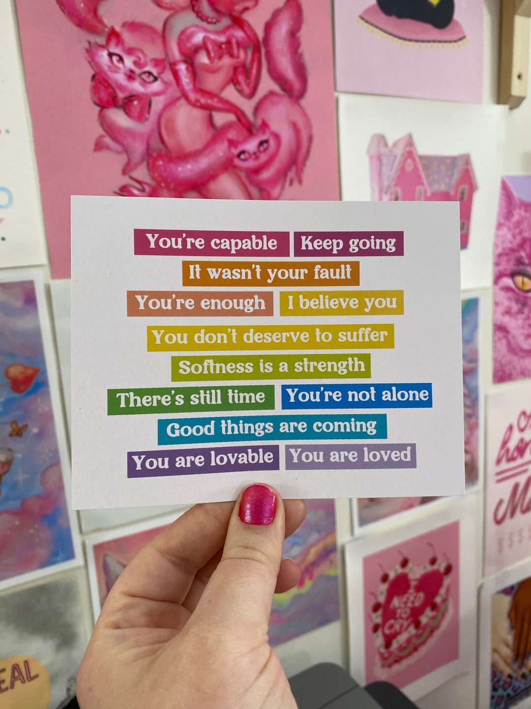 Rainbow Affirmations Print Colorful Mental Health Self Care Affirmation ...