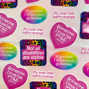 Someone I Love Has Ptsd Heart Sticker Pink Cute Self Love Laptop Water ...