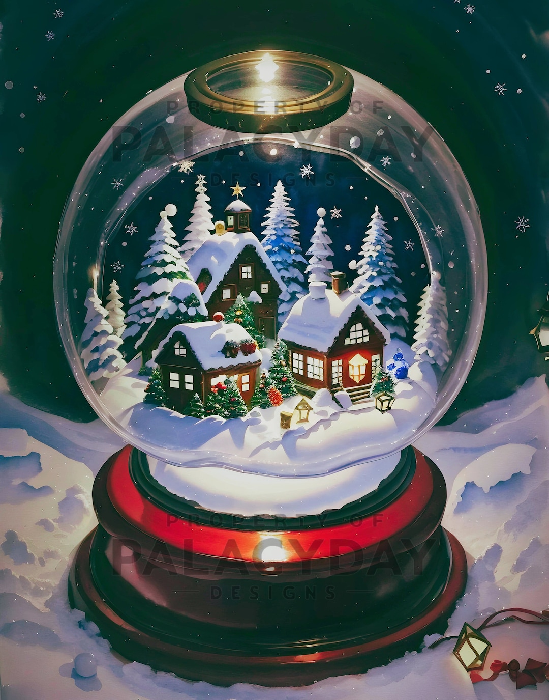 Snowy Village Christmas Snow Globe Digital Art Print - Etsy