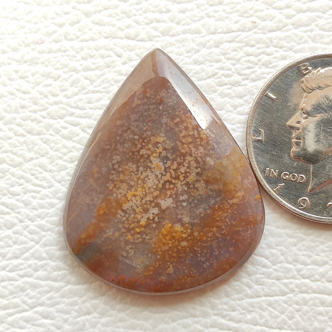 Larsonite Cabochon 70 Carat 44X36X6 MM Pear Shape Natural Green Brown ...