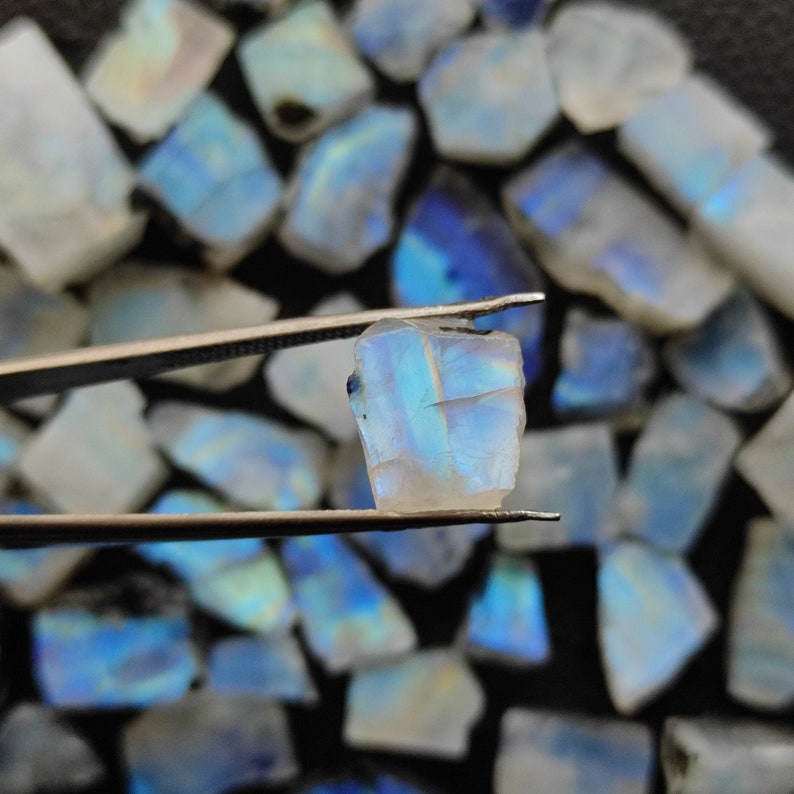 Natural Blue Fire Moonstone Slice Rough Rainbow Moonstone Raw Rough ...