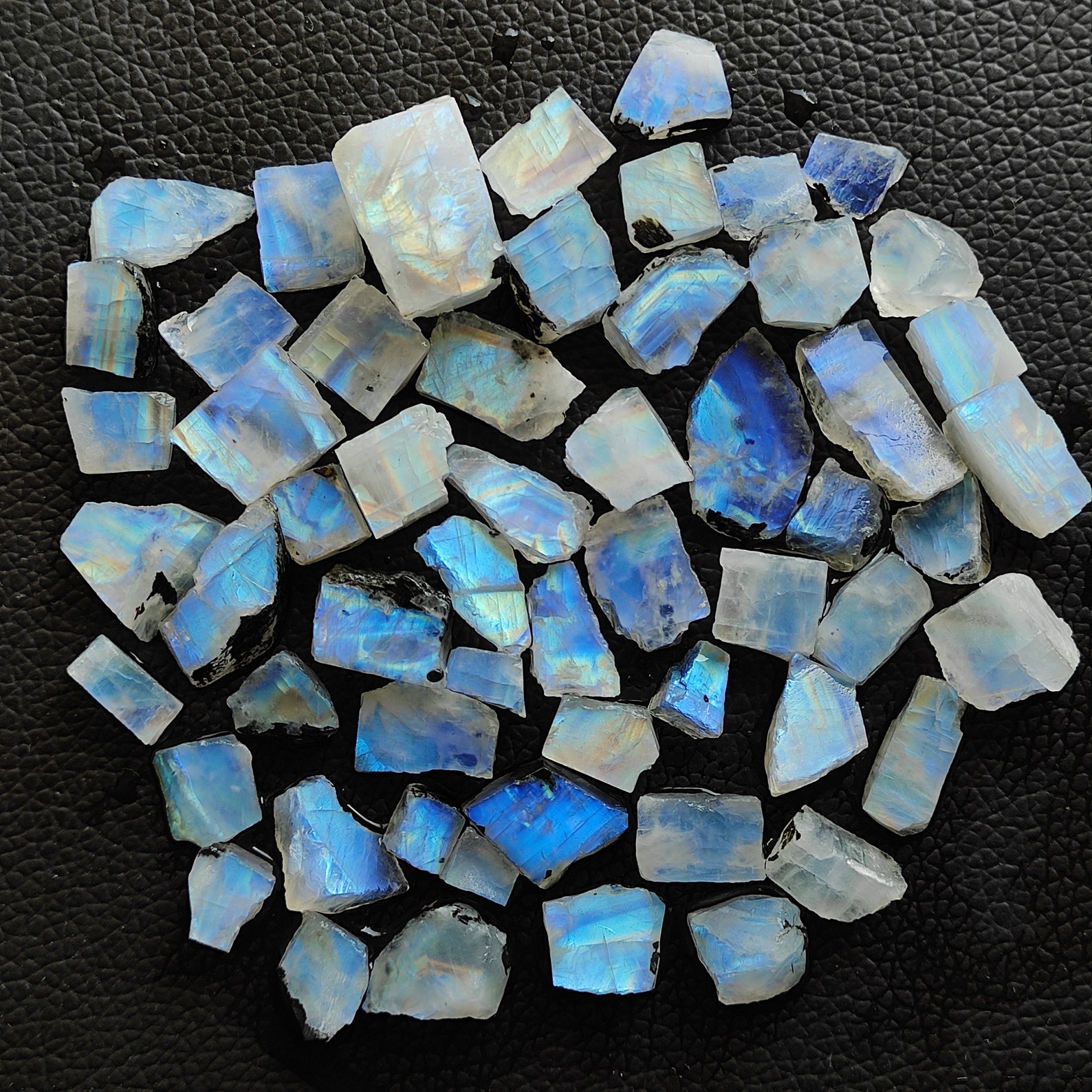 Natural Blue Fire Moonstone Slice Rough Rainbow Moonstone Raw Rough ...