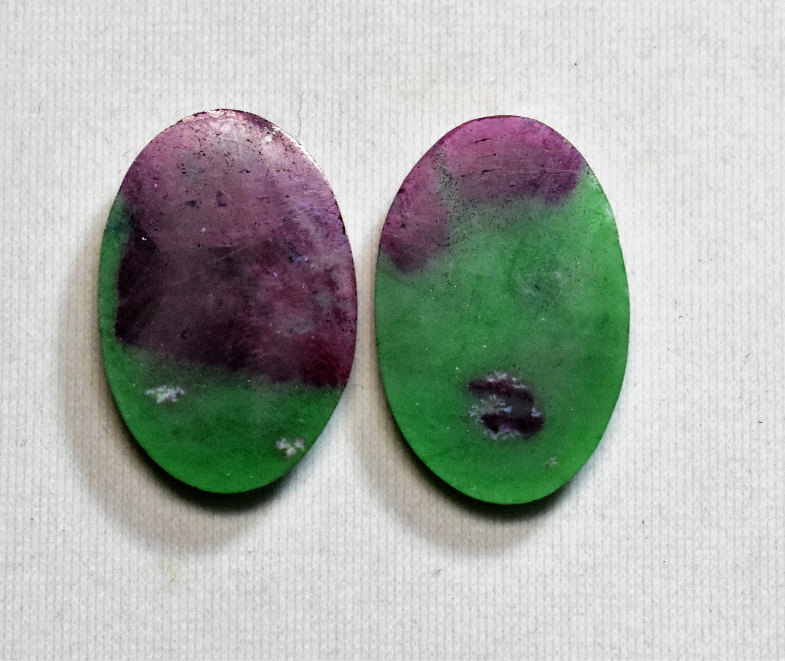 45 Carat Natural Rare Zoisite Anyolite Cabochon Pair Oval Zoisite Loose ...