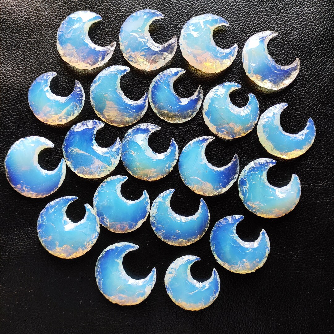 Opalite Moon, Rose Quartz Moon & Black Obsidian Moon Crescent Moon ...