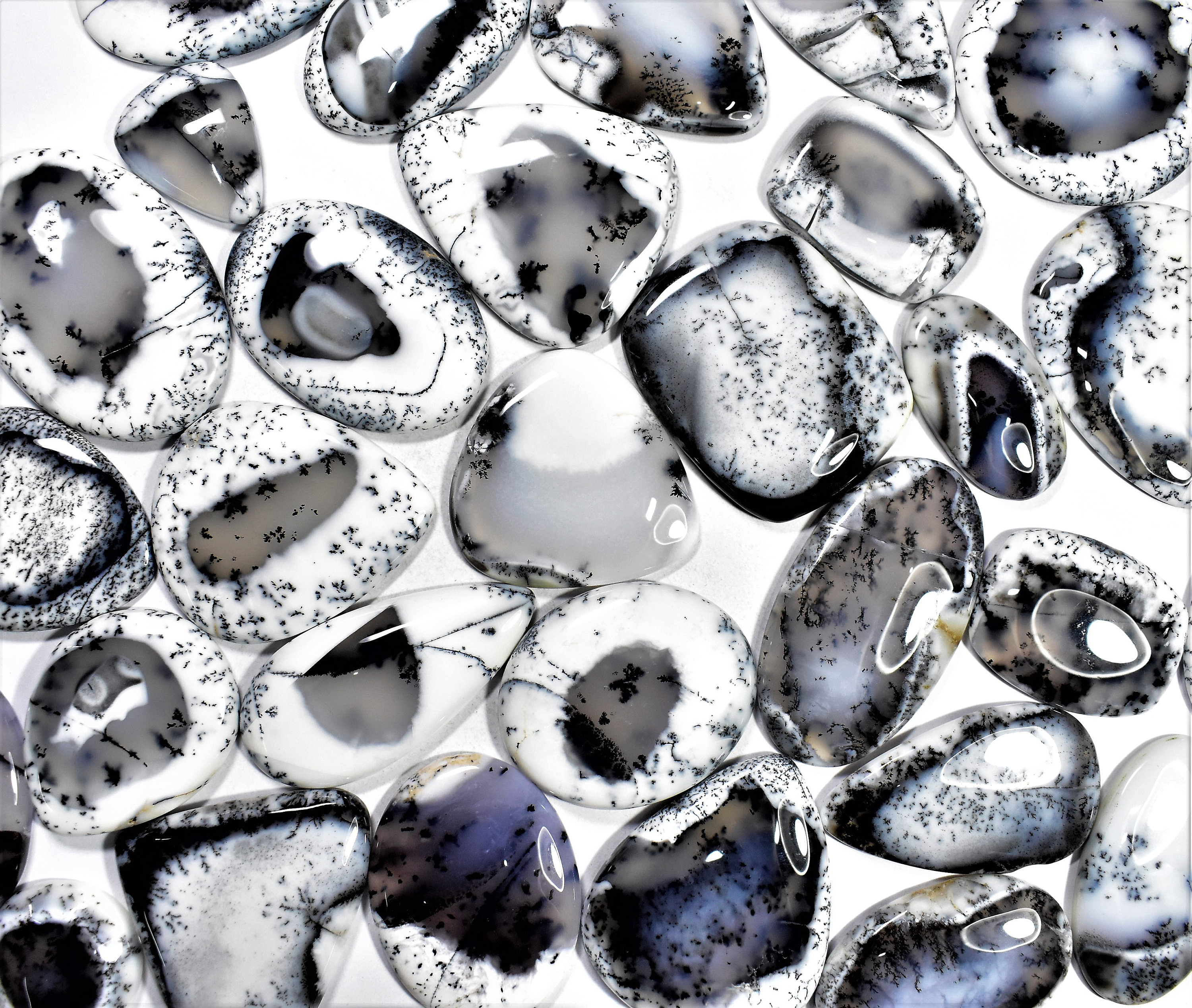 White and Black Dendritic Opal Agate Cabochon Moss Agate | Etsy