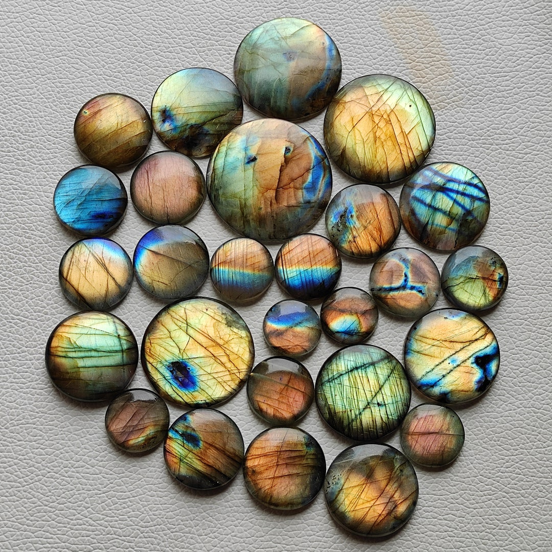 Round Shape Natural Multi Flashy Labradorite Cabochon Wholesale ...