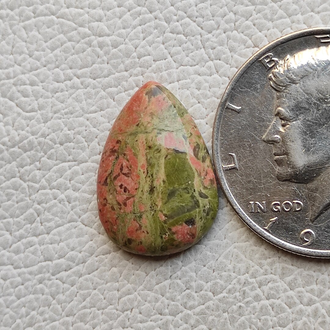 24X17X4 MM Pear Shape 20ct Natural Unakite Jasper Cabochon Designer Red ...