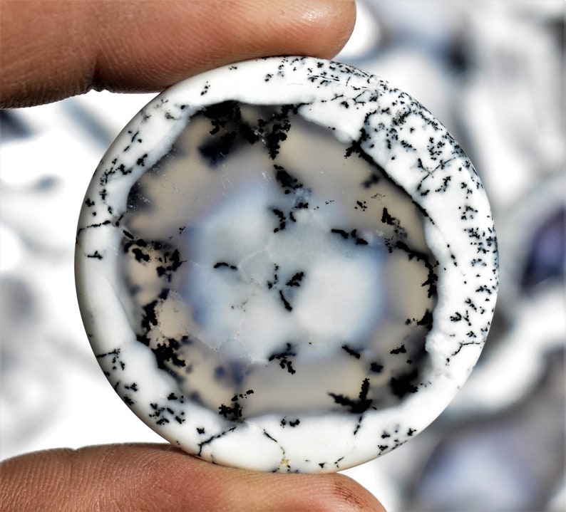 White and Black Dendritic Opal Agate Cabochon Moss Agate - Etsy