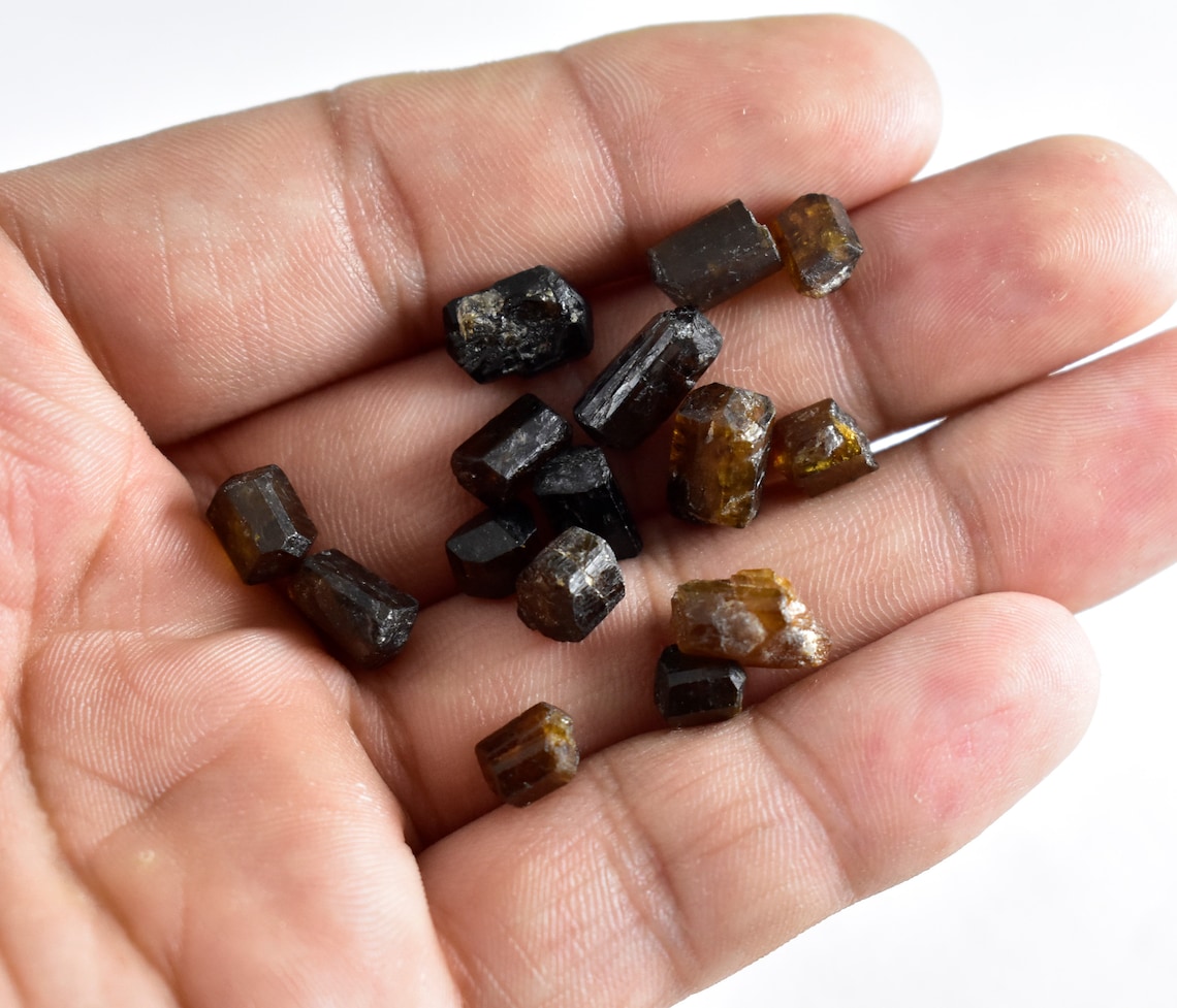 Natural Yellow Brown Tourmaline For Strand Raw Crystal Rough 7 | Etsy