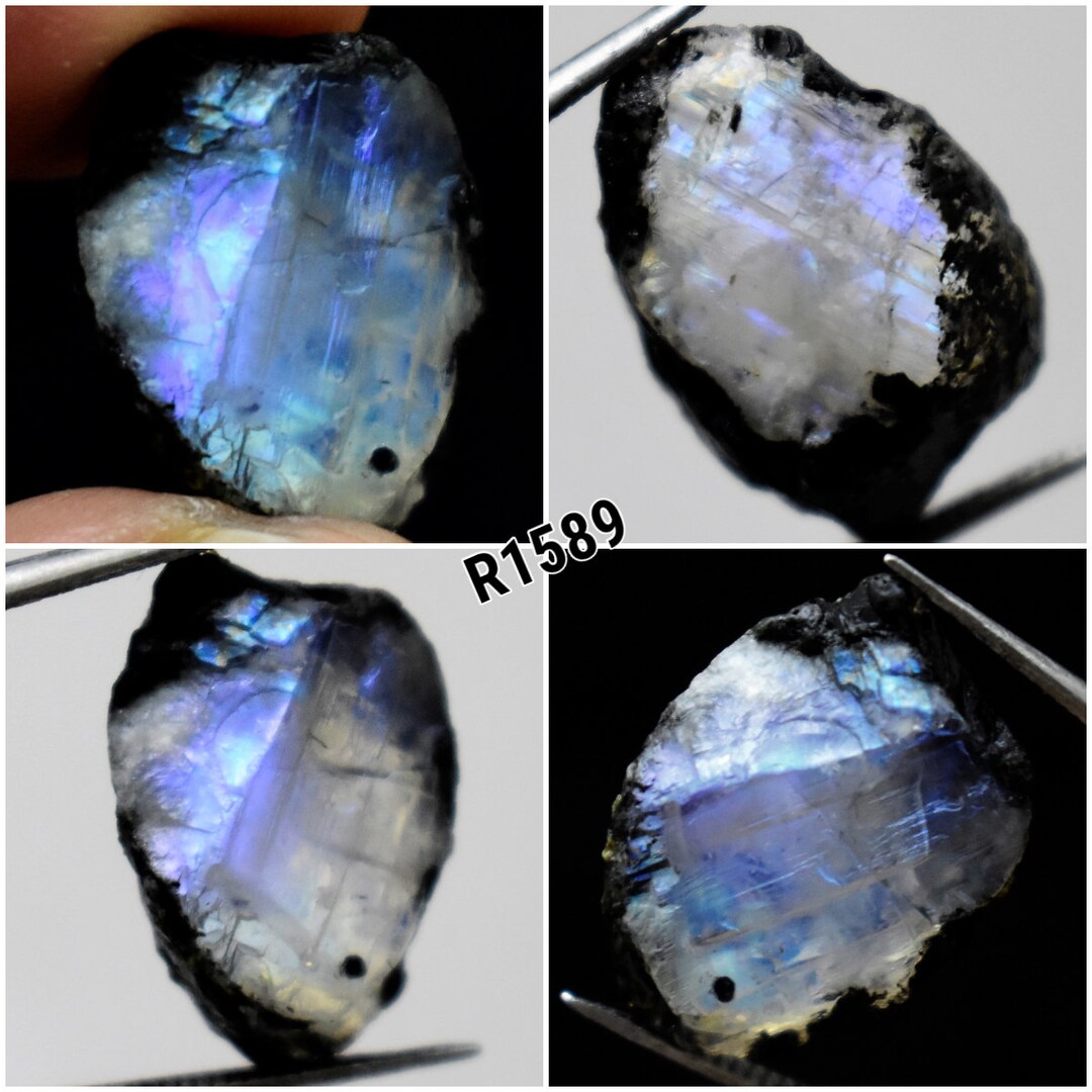 Rare Blue Sheen Moonstone Raw Rough Natural Blue Fire Rainbow Moonstone ...