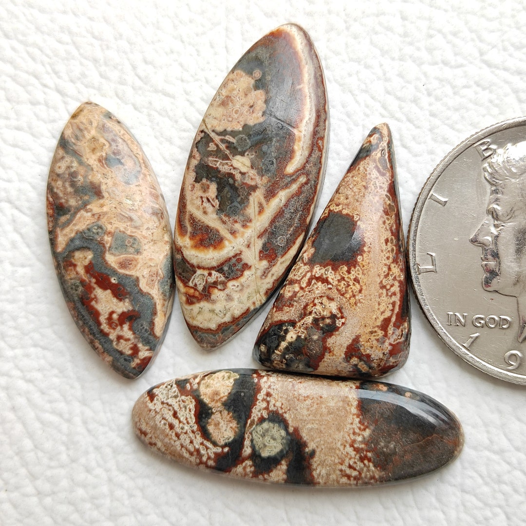 70 Carat Viper Skin Jasper Flatback Cabochon Smooth Polished Gemstone ...