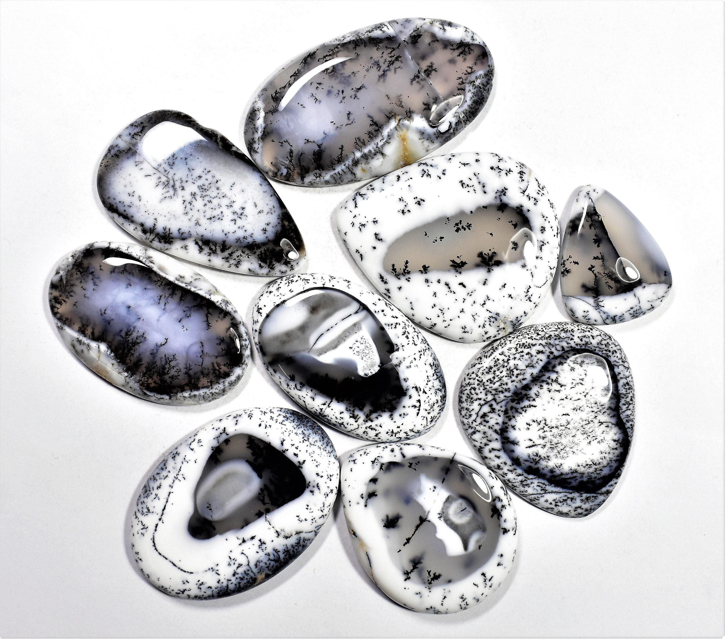 250 Carat Dendritic Opal Agate Flatback Healing Cabochon 5-6 | Etsy