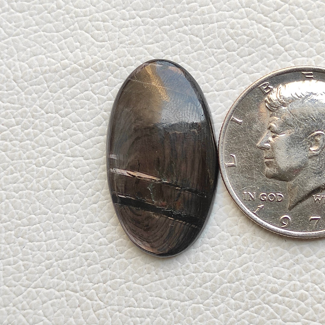 36X20X4 MM Oval Shape 35ct Natural Silver Flashy Black Hypersthene ...
