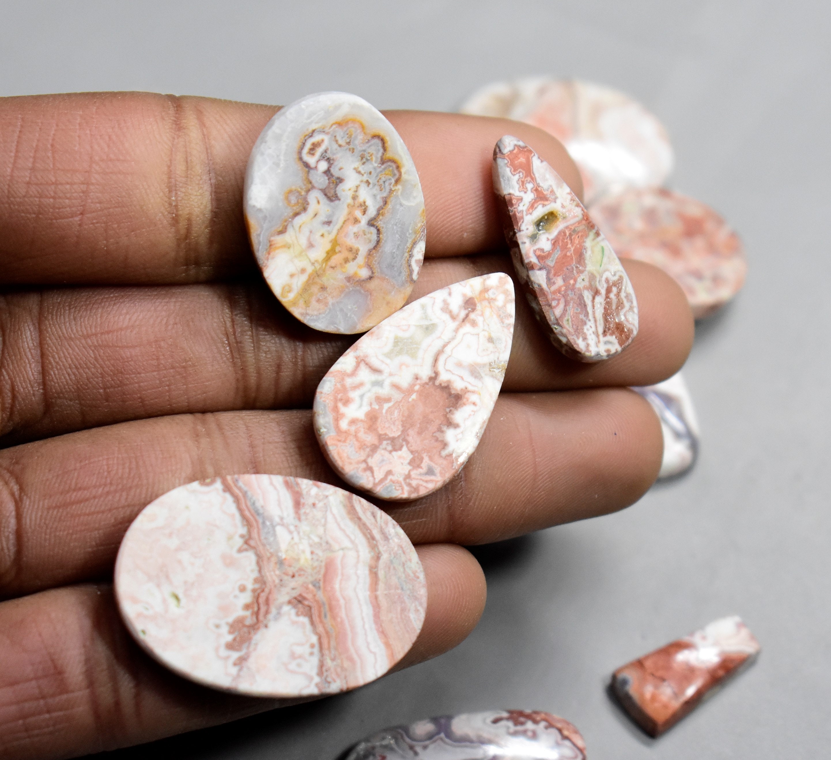 250ct Natural White With Pink Rosetta Jasper Cabochon 8-10pcs - Etsy UK