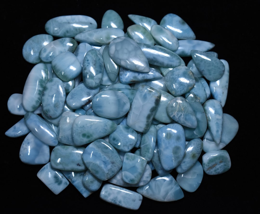 1000 Carat Natural Pectolite Larimar Cabochon Lot 40-60pcs Mix Shape ...