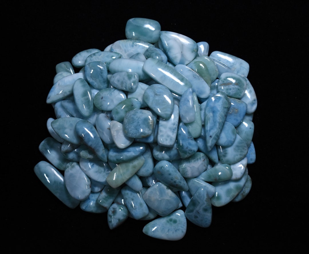 150ct Natural Sky Blue Larimar Atlantis Stone Sea Pebble Blue Larimar ...