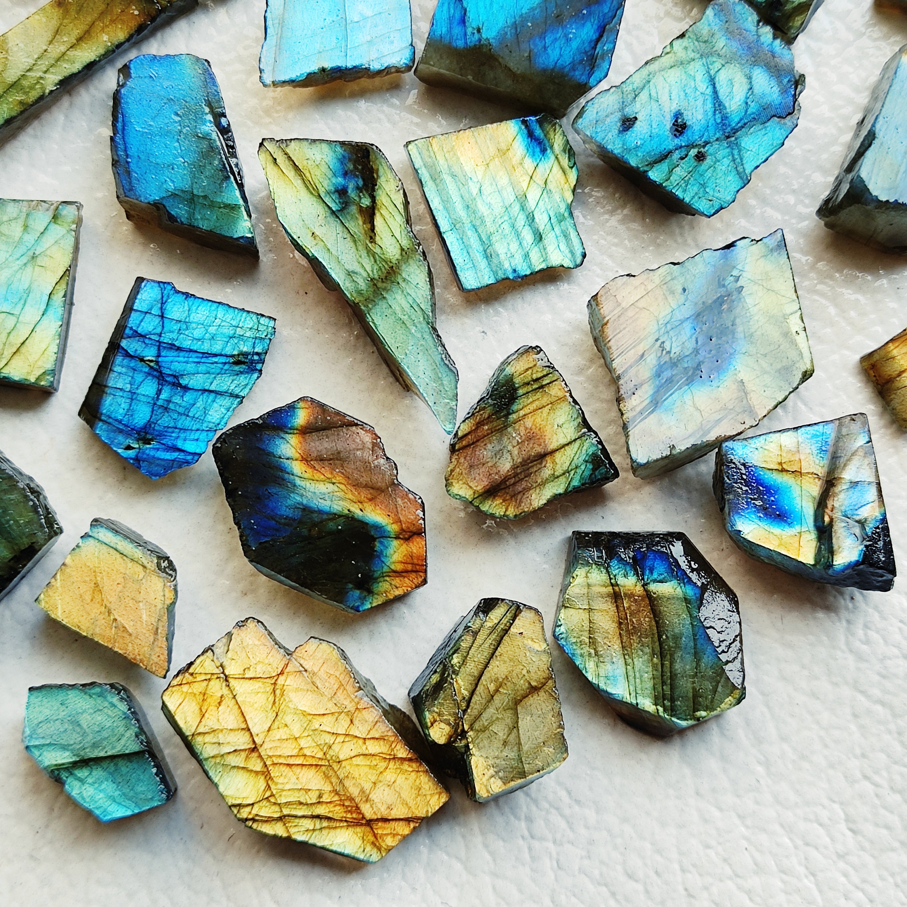 100 Carat Mini Slices Labradorite Rough 7-10pcs Natural Multi Flashy ...