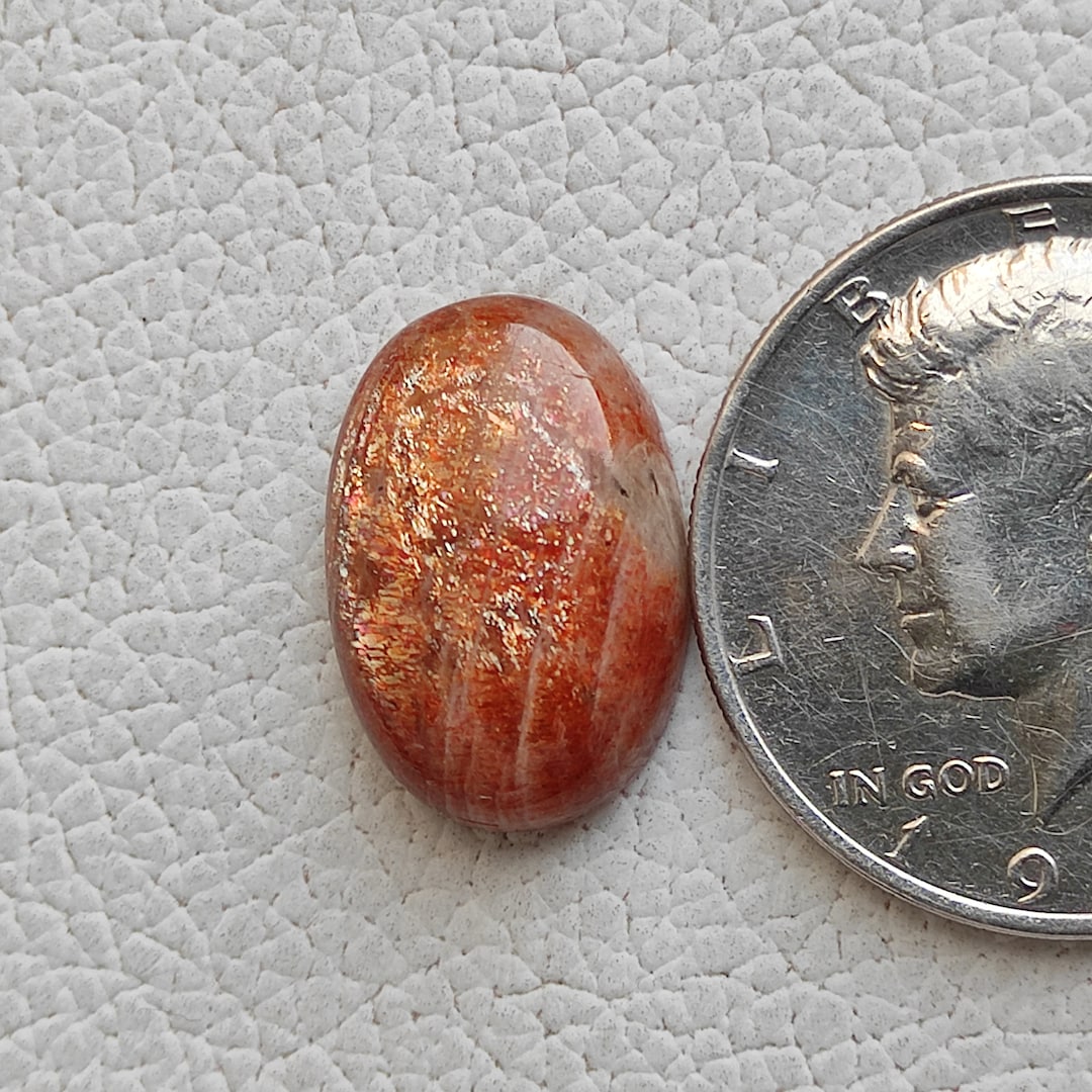 20ct Natural Golden Fire Sunstone Flatback Cabochon Designer Sparkling ...