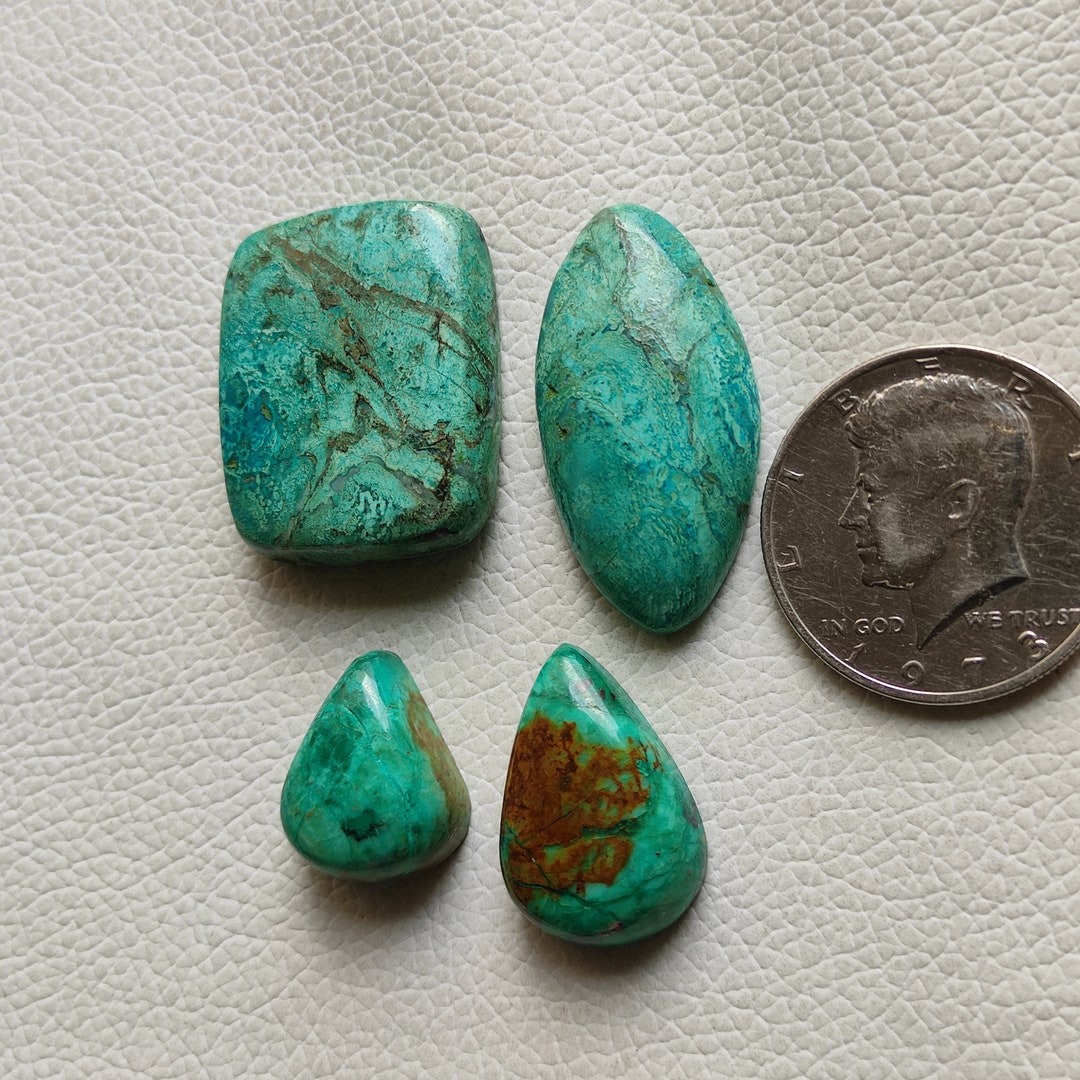 155ct Natural Multi Green Chrysocolla Cabochon 4pc Designer Chrysocolla ...