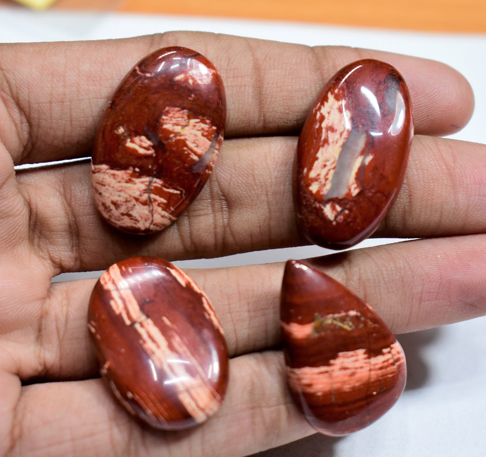 110ct Natural Red White Snakeskin Striped Jasper Flatback | Etsy
