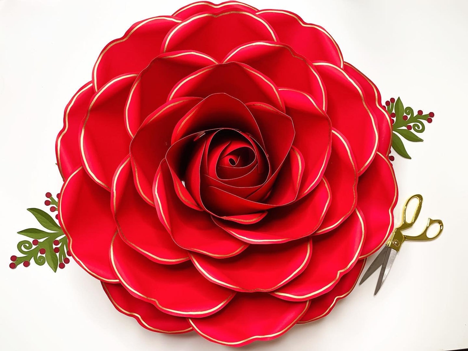 3 Sizes Charry Rose Paper Flower Templates Stencil Pattern - Etsy