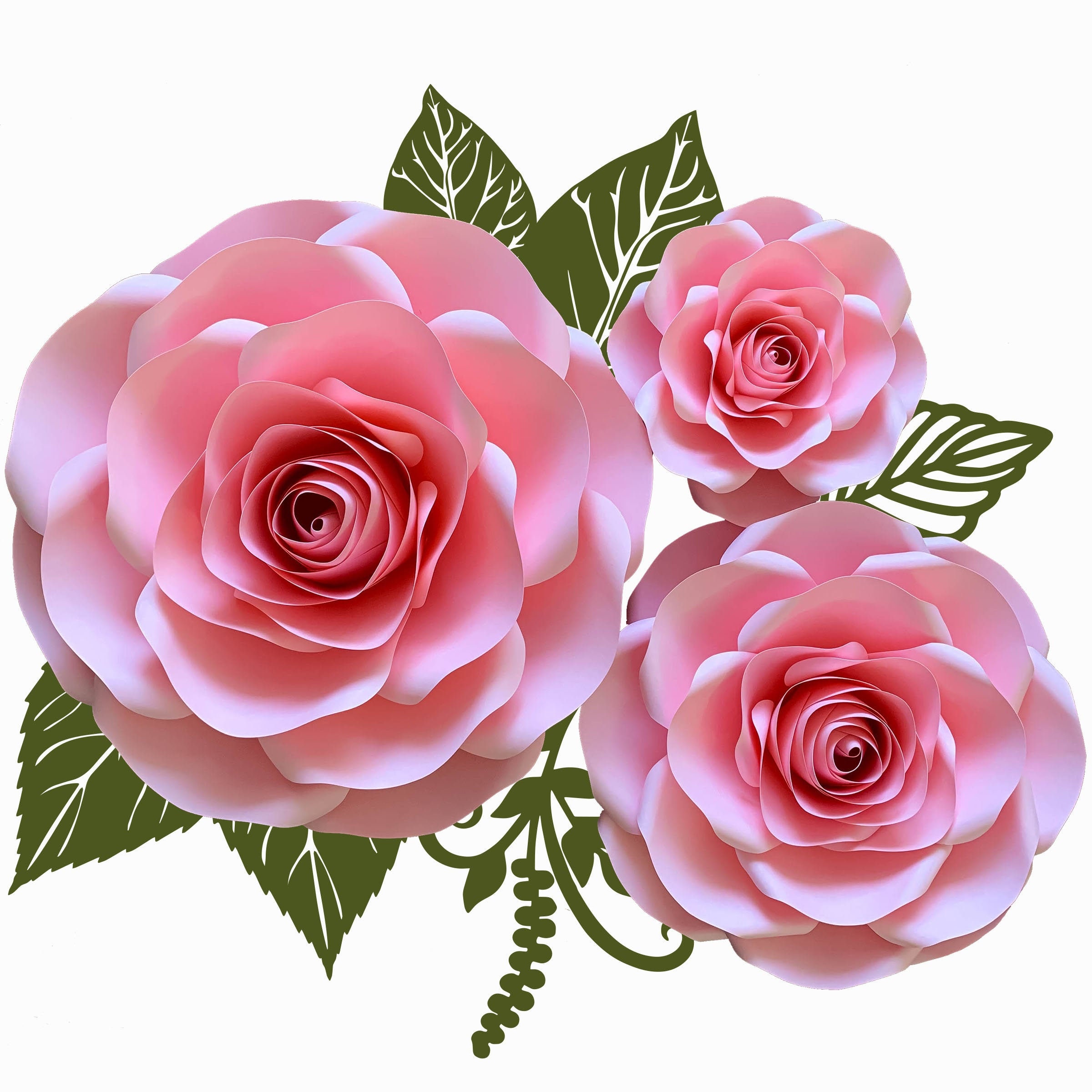 PDF 3RoseCombo Large Medium Small Roses Paper Flowers Paper Flower 