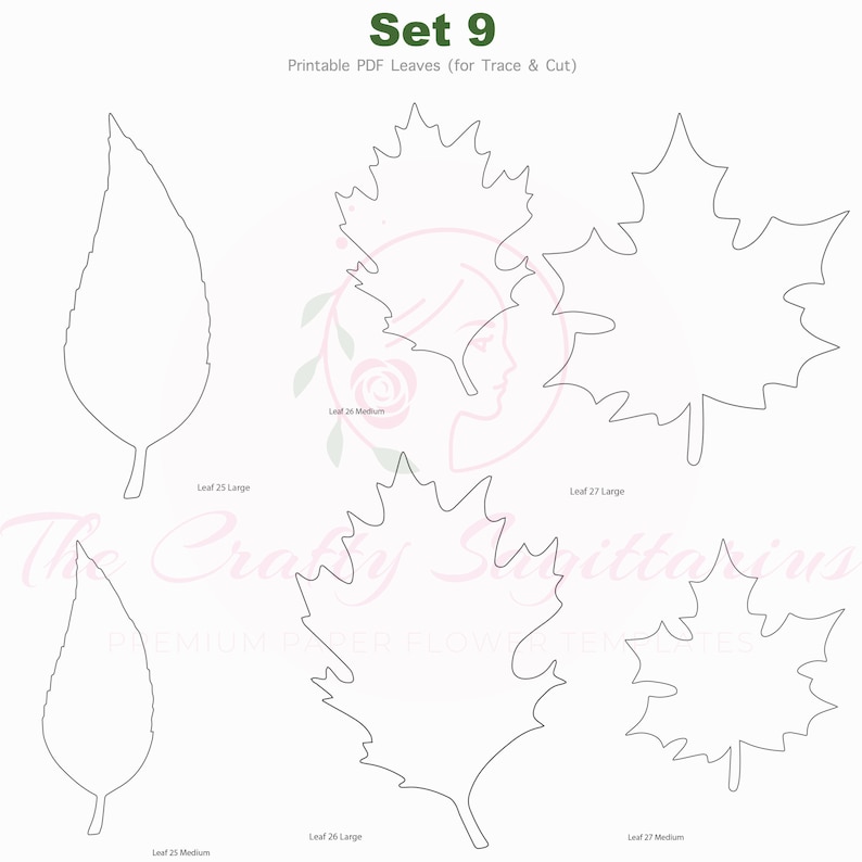 PDF Set 9 Leaves 3 Different Styles 2 Different Sizes Easy to - Etsy