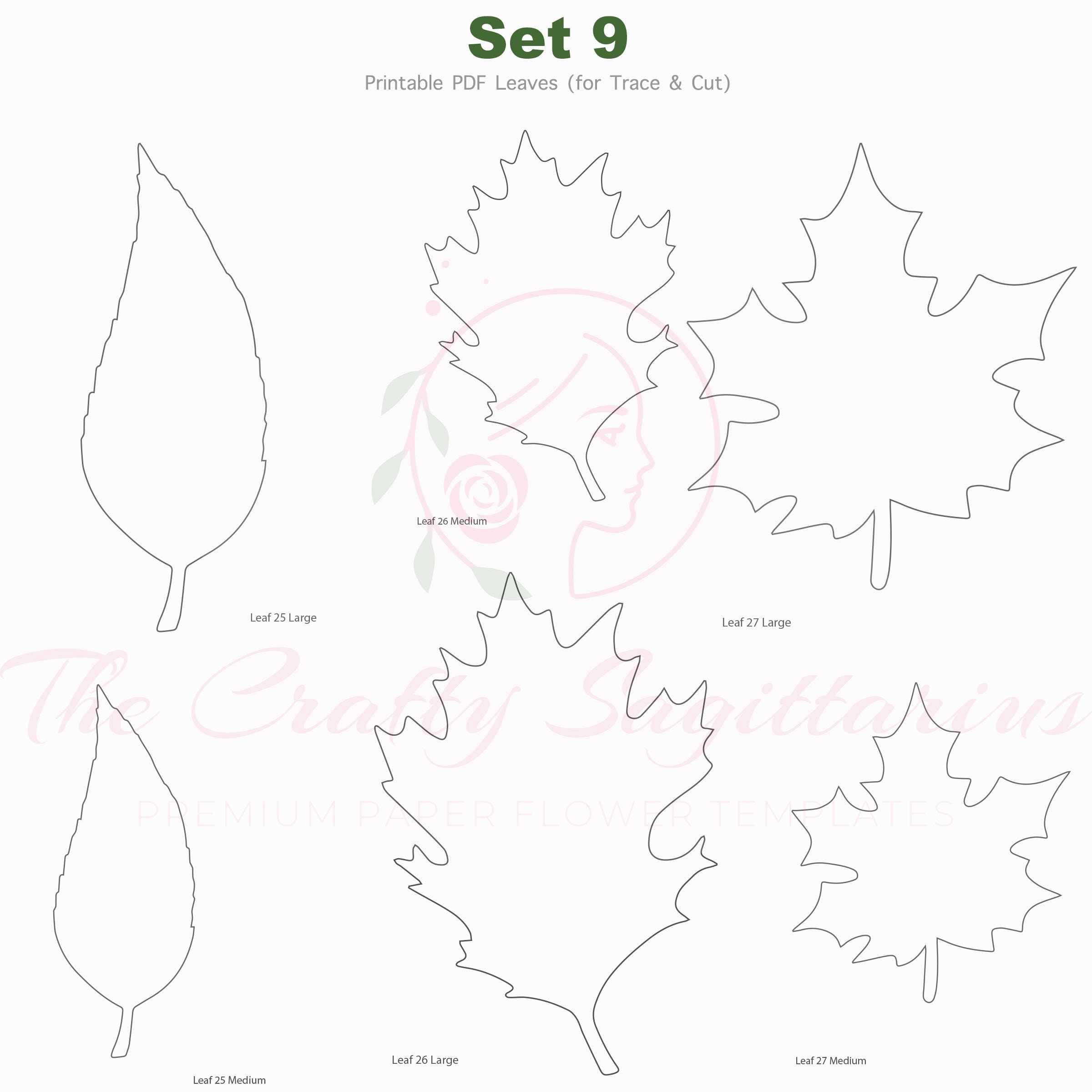 PDF Set 9 Leaves 3 Different Styles, 2 Different Sizes Easy to Trace N ...