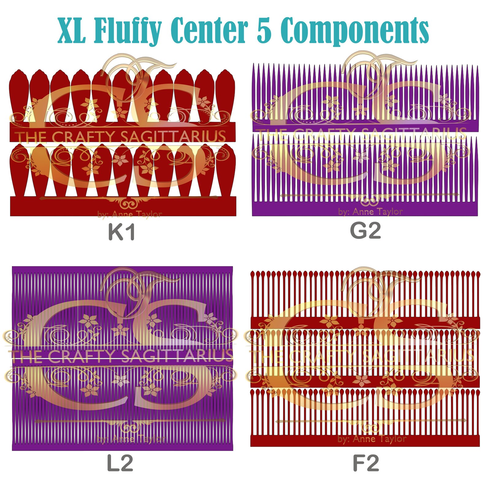 Extra Large Fluffy Center 5 4 Different Components in SVG PNG DXF to ...