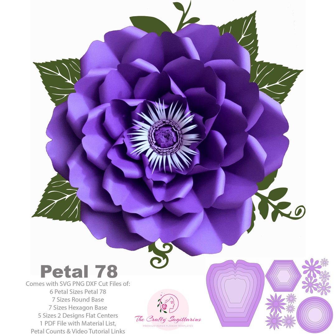 SVG PNG DXF Petal 78 Paper Flowers Template Cut Files Cutting - Etsy