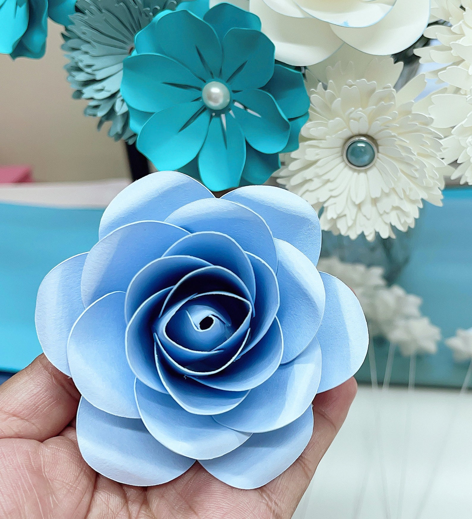 Rose 4 on a Stem Paper Flower Template; Complete Set, Ideal for Paper ...