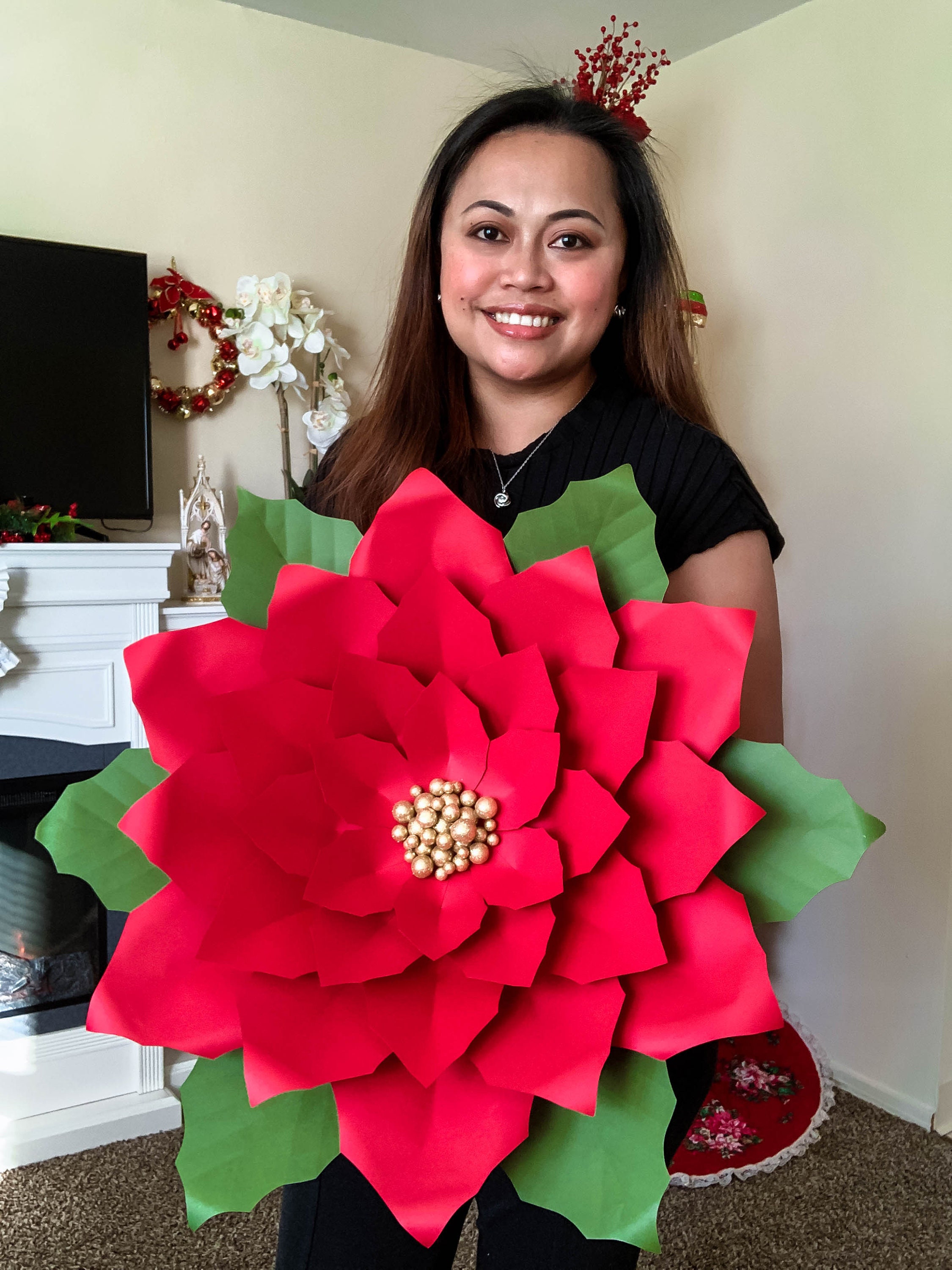 PDF 25 Giant Poinsettia Paper Flower Templates 3d DIY Paper Flower Christmas Decor DIY Digital