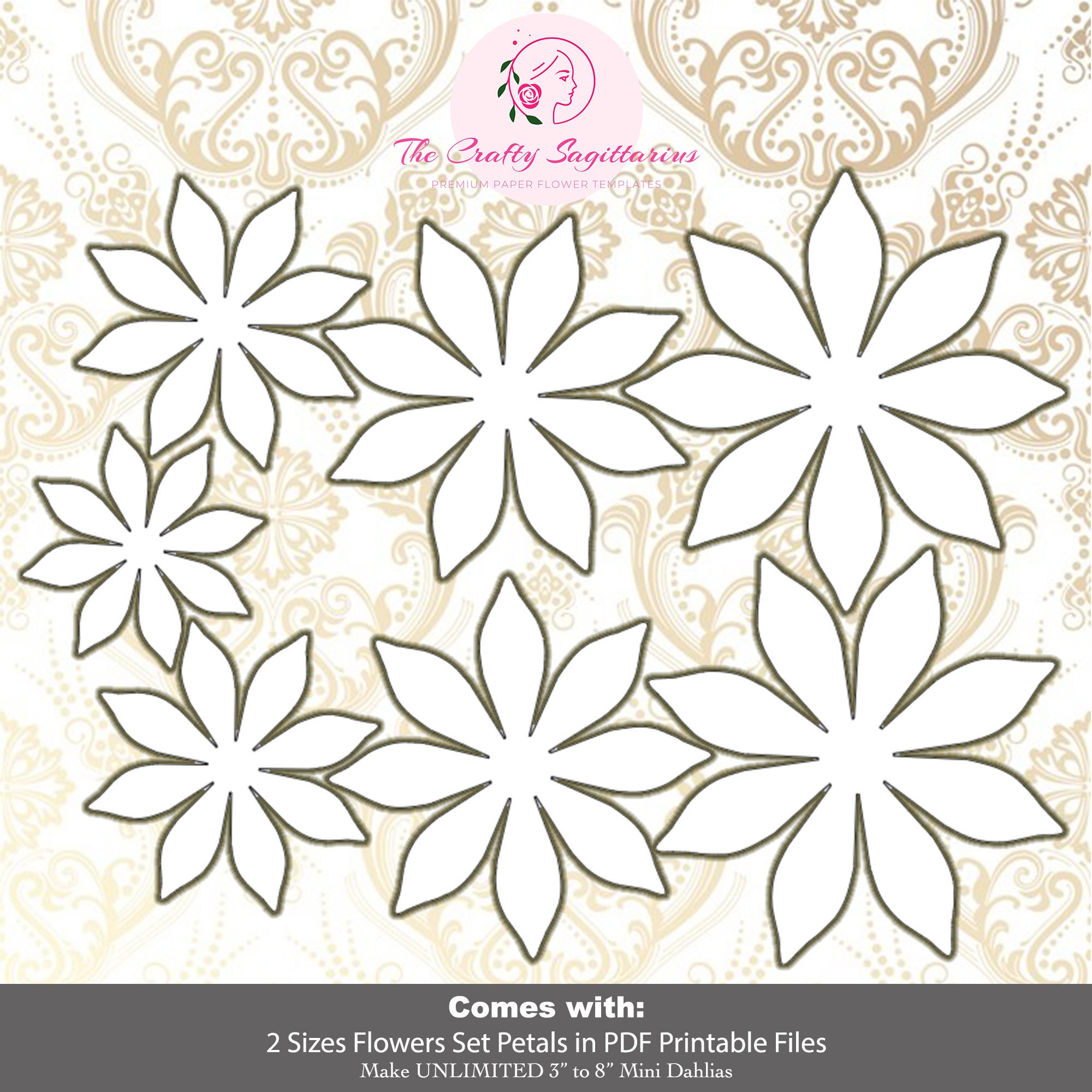 Paper Flowers PDF Printable Trace and Cut Digital Instant | Etsy