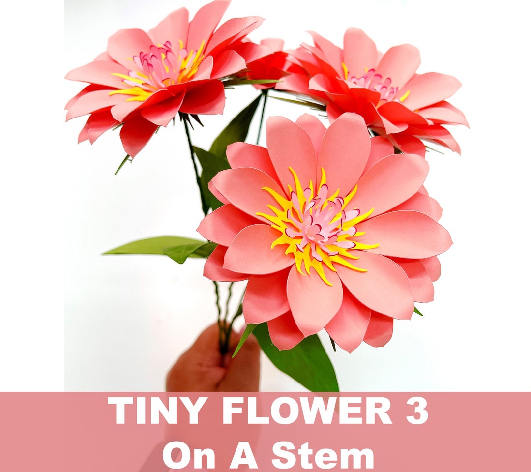 Tiny Flower 3 on a Stem Paper Flower Template; Complete Set, for Paper ...