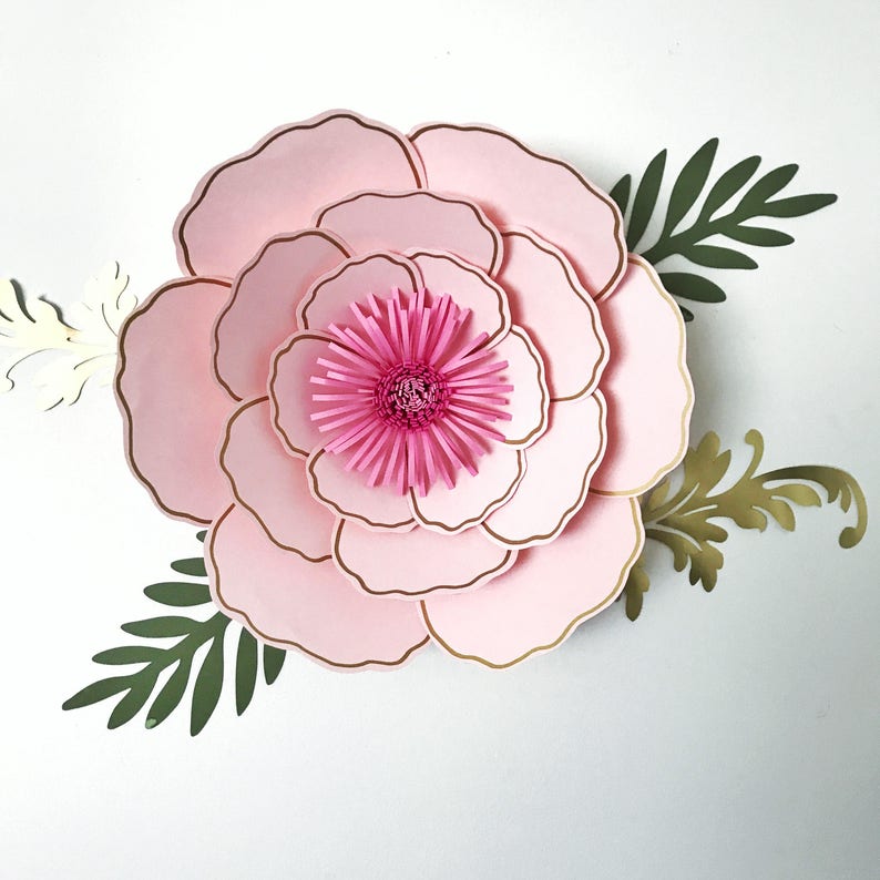 Paper Flowers PDF PETAL 57 Paper Flower Template With Base | Etsy