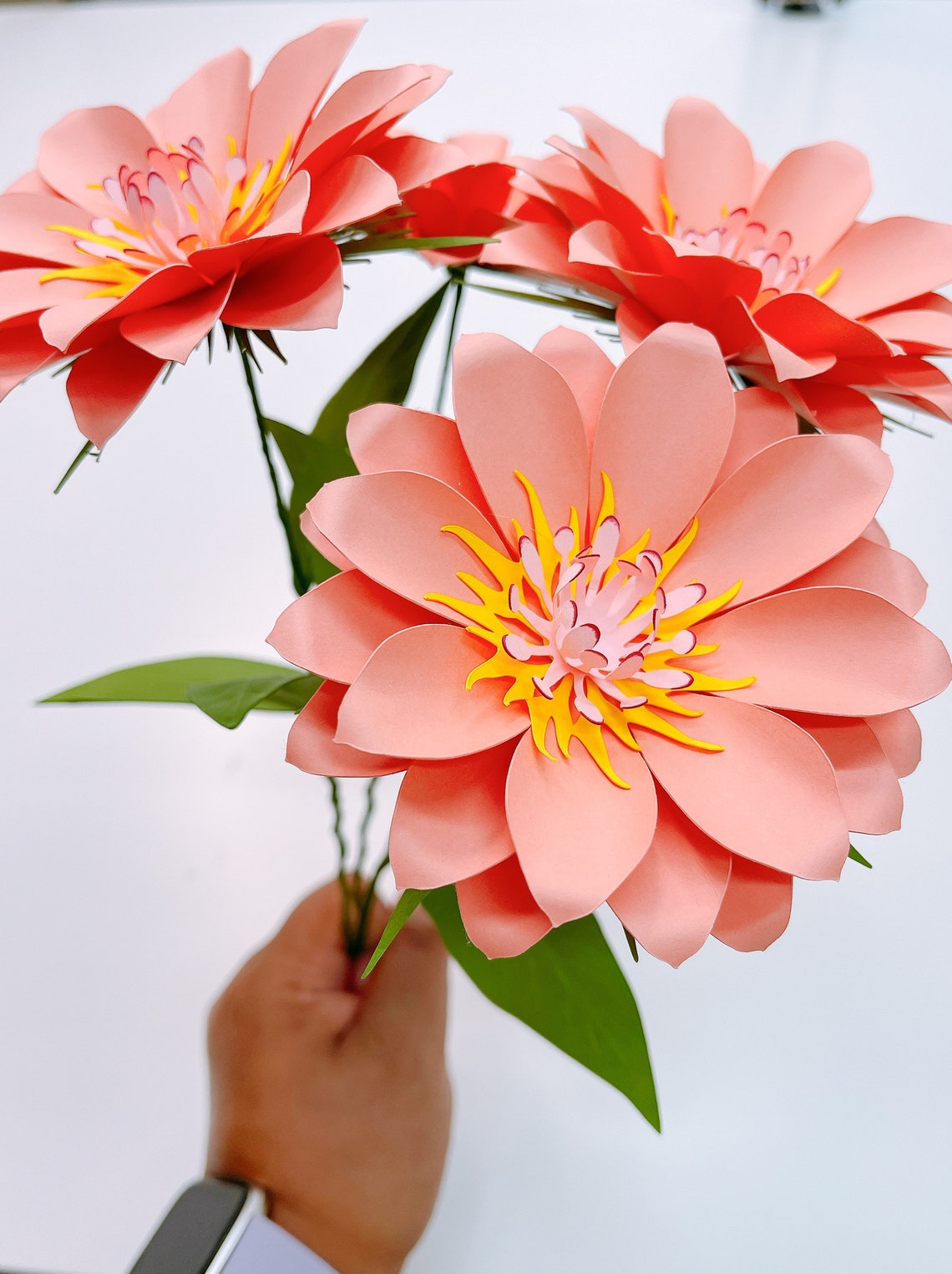 Tiny Flower 3 on a Stem Paper Flower Template; Complete Set, for Paper ...