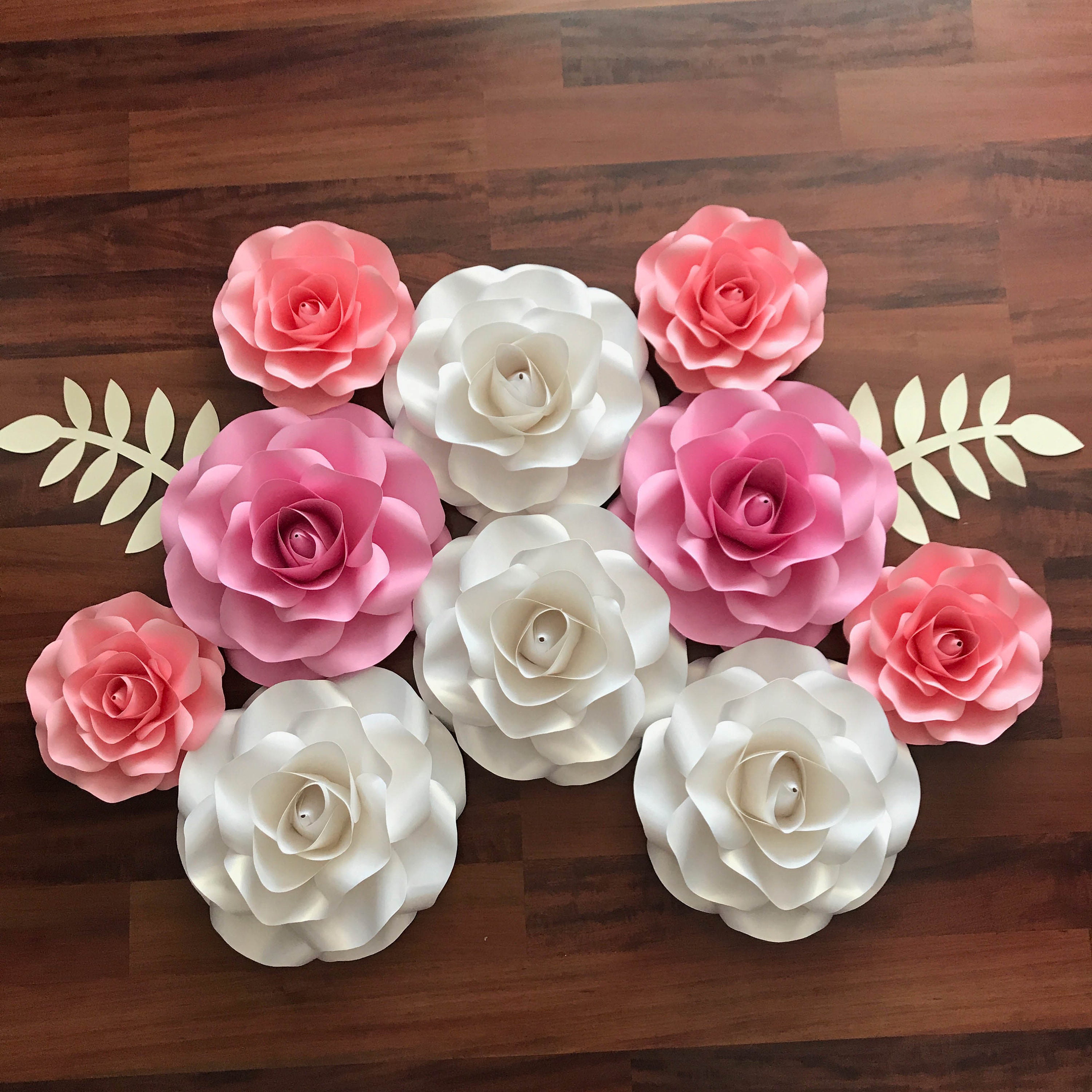 Paper Flowers PDF COMBO Of Small And Mini Rose Paper Flower Template Trace And Cut Files