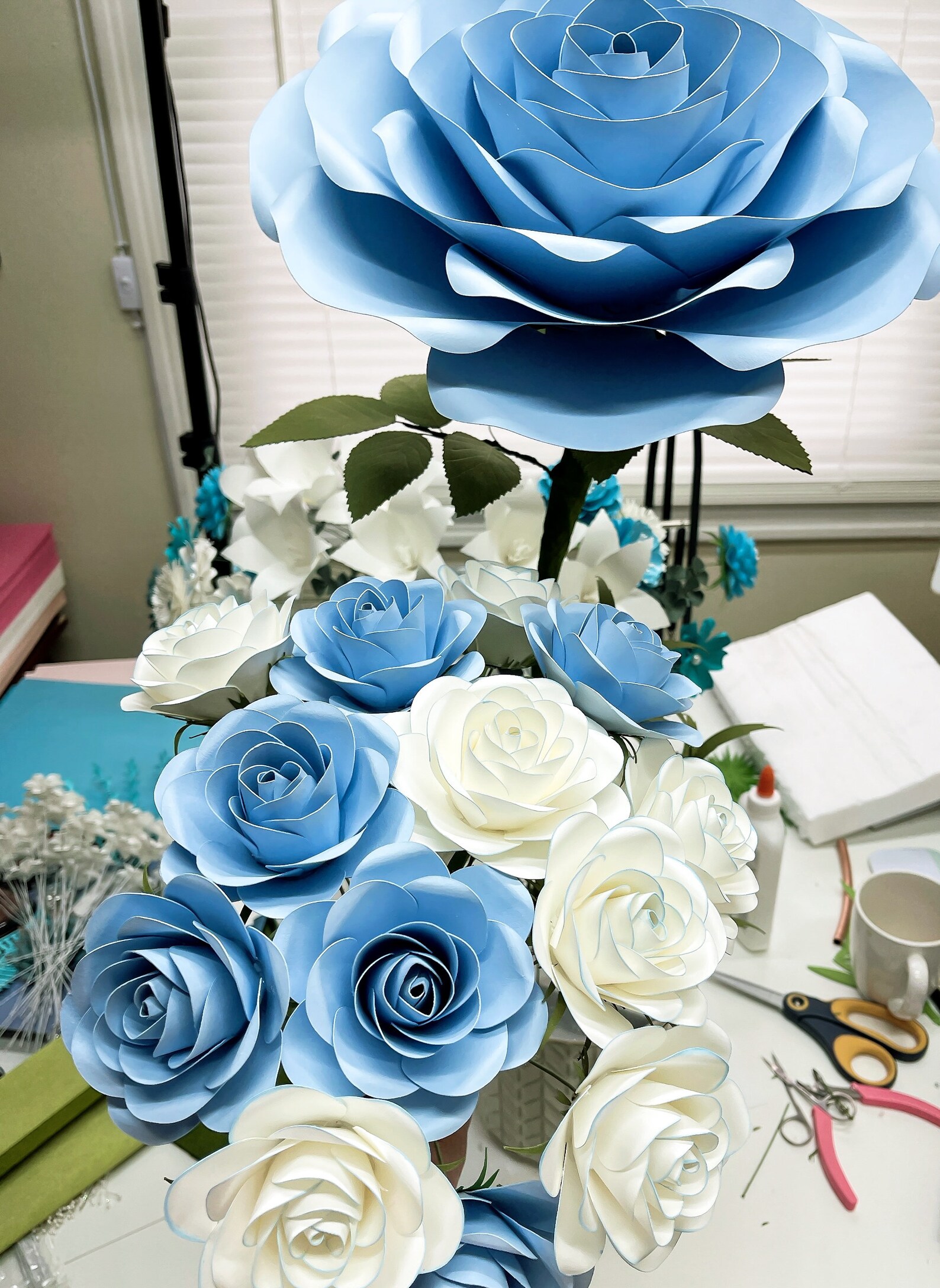 Rose 4 on a Stem Paper Flower Template Complete Set Ideal - Etsy