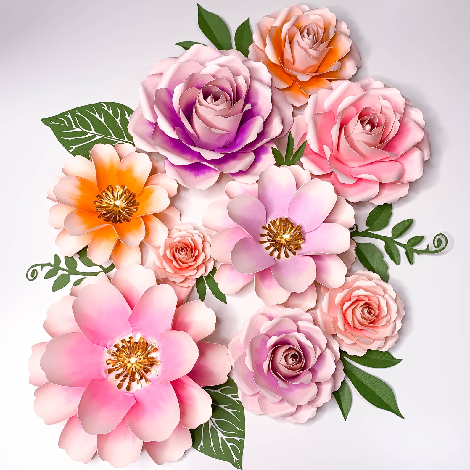 6 Sizes Tiny Rose 13 PAPER FLOWERS SVG Cut Files With Dxf Png | Etsy