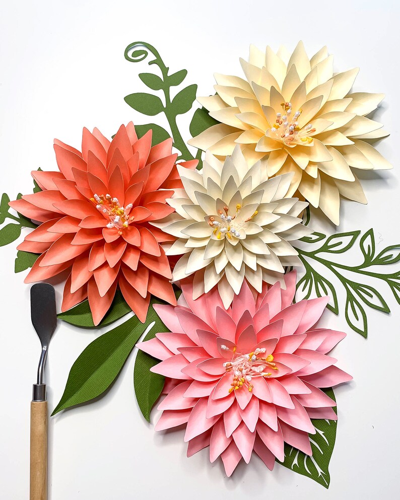 Paper Flowers PDF Printable Trace and Cut Digital Instant Download ...