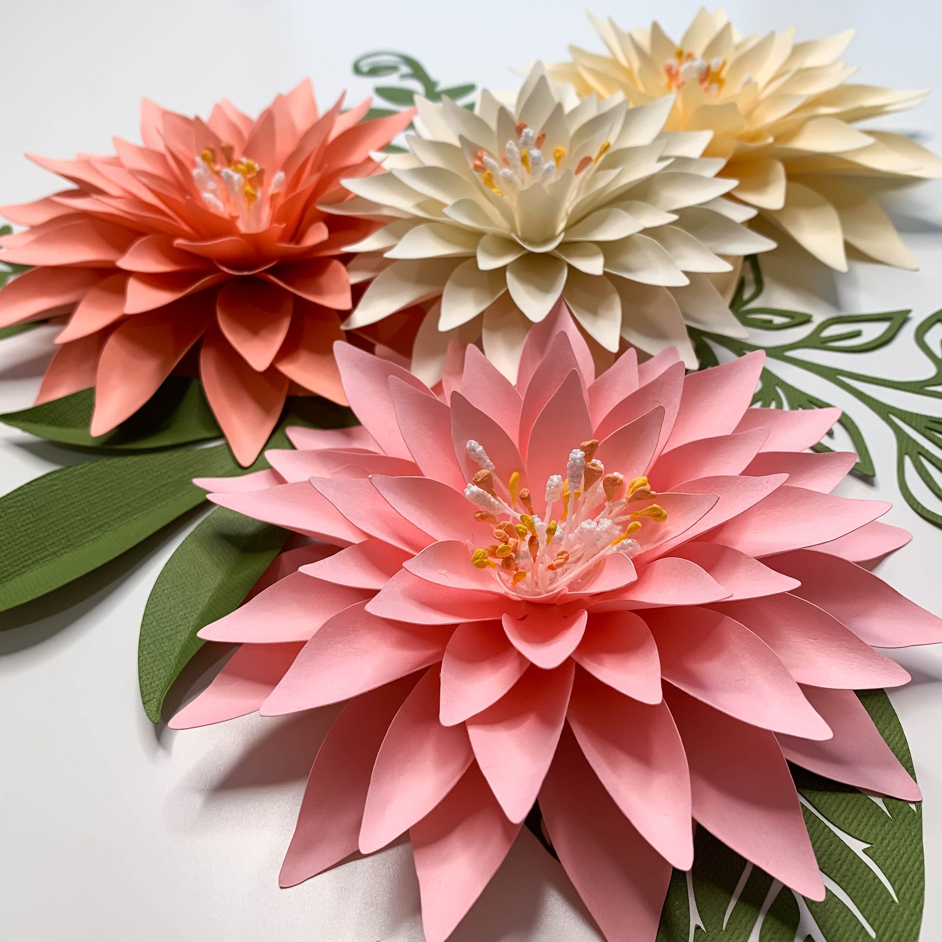 Paper Flowers PDF Printable Trace and Cut Digital Instant Download ...