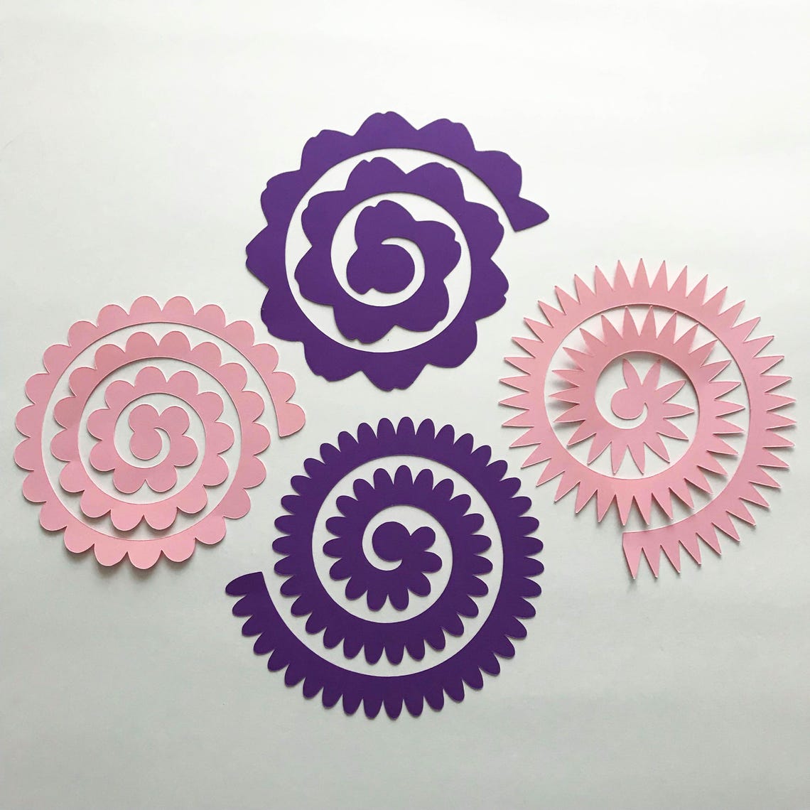 Flores de papel SVG / PNG Set 1 Swirl Rosette Paper Flower - Etsy España