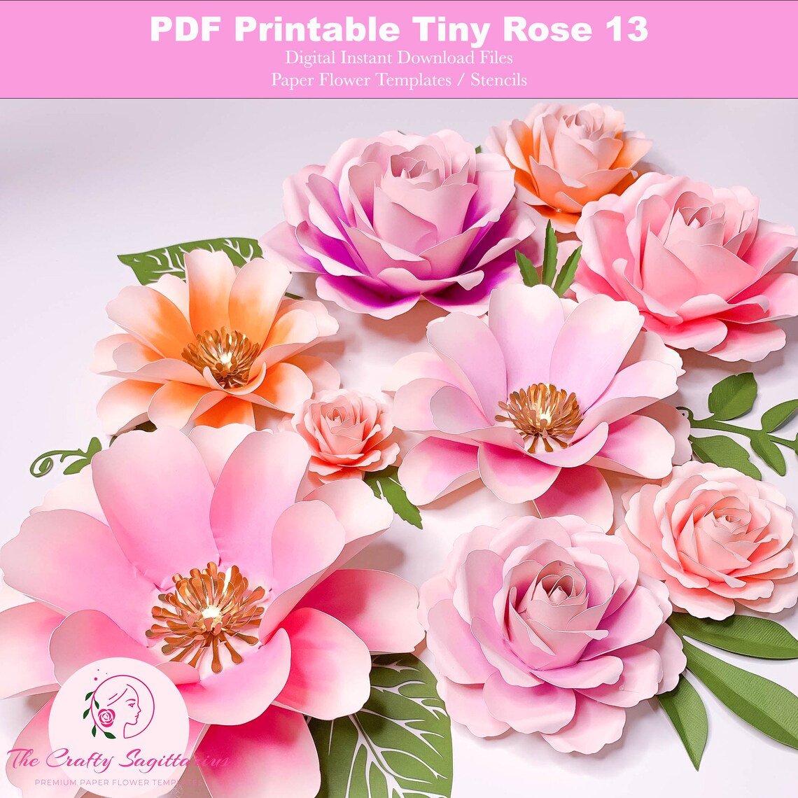 Tiny Rose 13 PDF 6 Sizes 2-7 Inches Paper Flowers When Made | Etsy